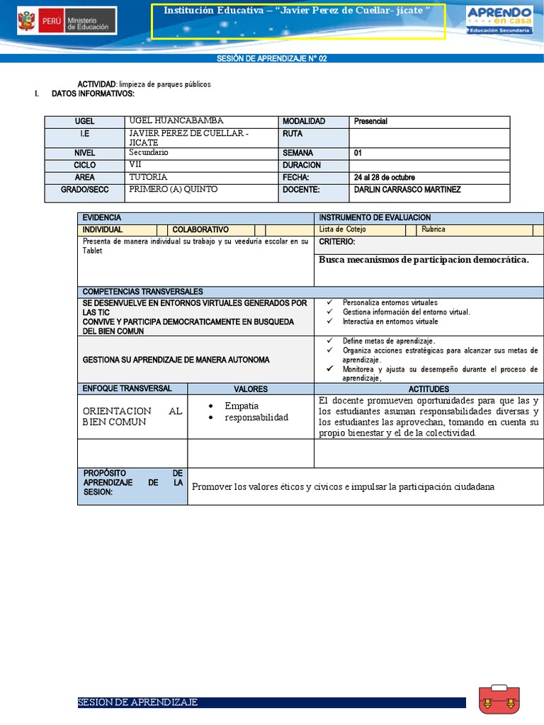 Sesion DPCC | PDF | Aprendizaje | Evaluación