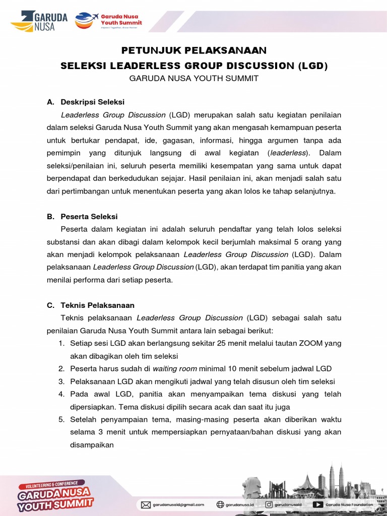 Petunjuk Teknis Seleksi LGD GNYS 2022 | PDF