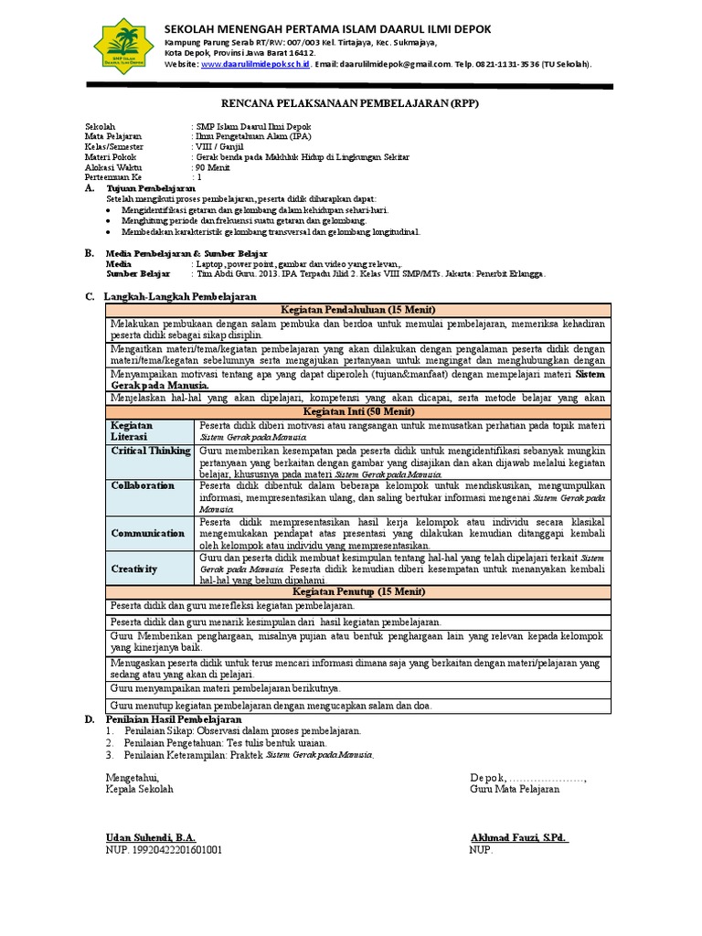 RPP Ipa Kelas 8 | PDF