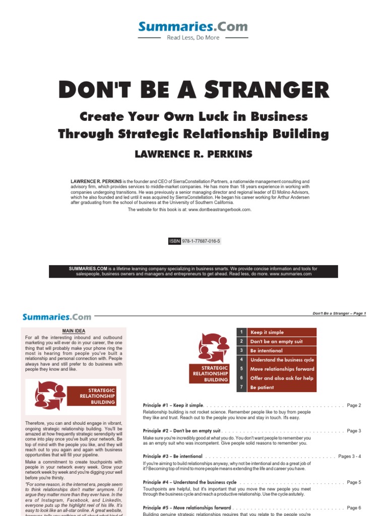 1page - Dont-Be-A-Stranger | PDF | Business | Communication