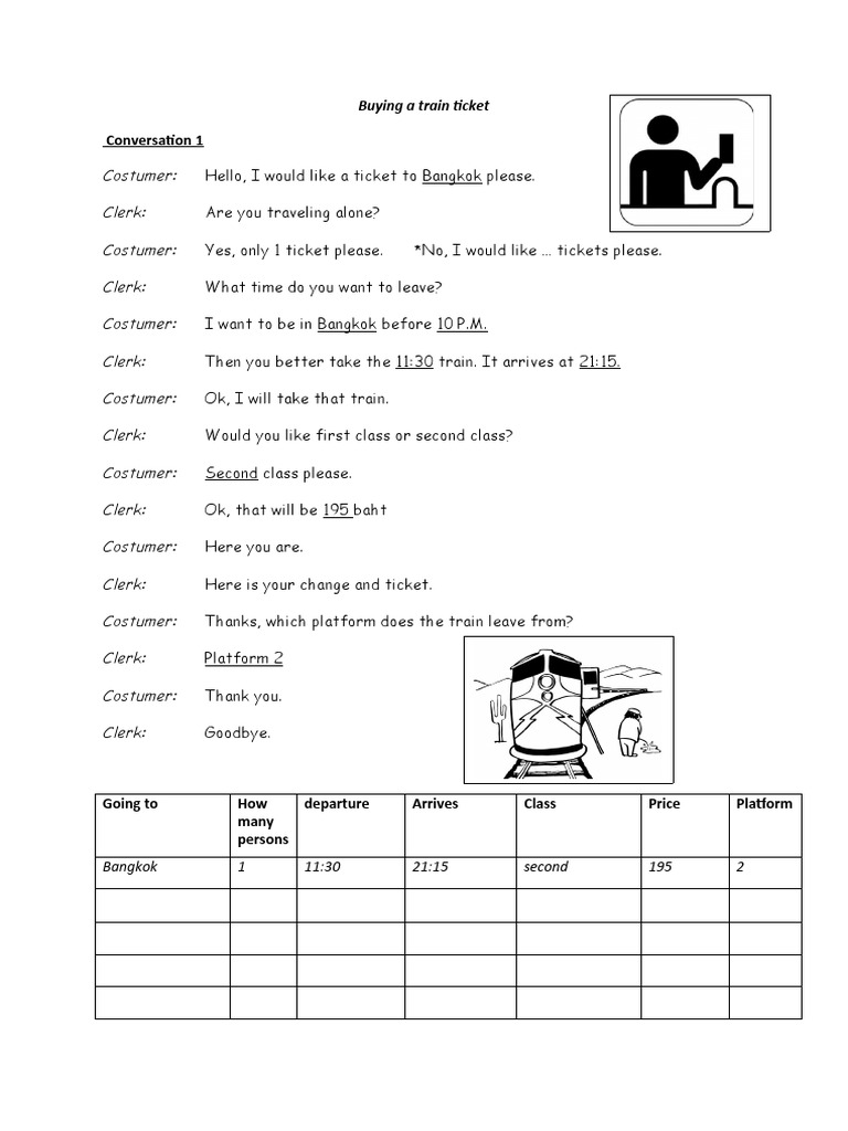 Buying A Train Ticket Conversation Topics Dialogs Role Plays Drama and ...