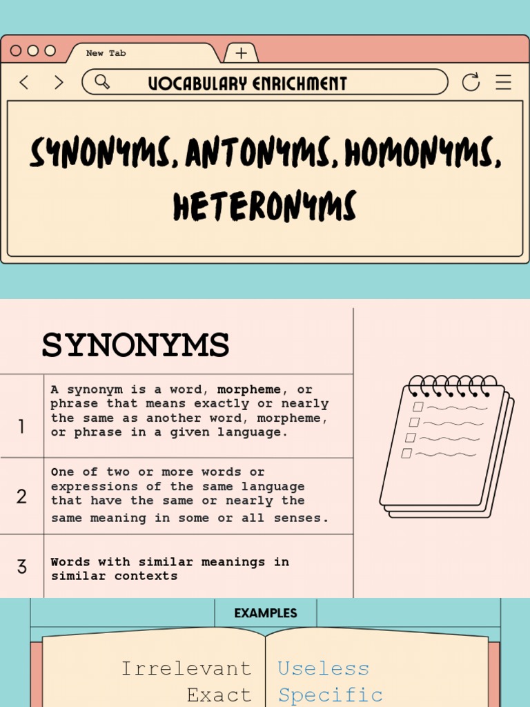 Understanding Synonyms, Antonyms, Homonyms | PDF