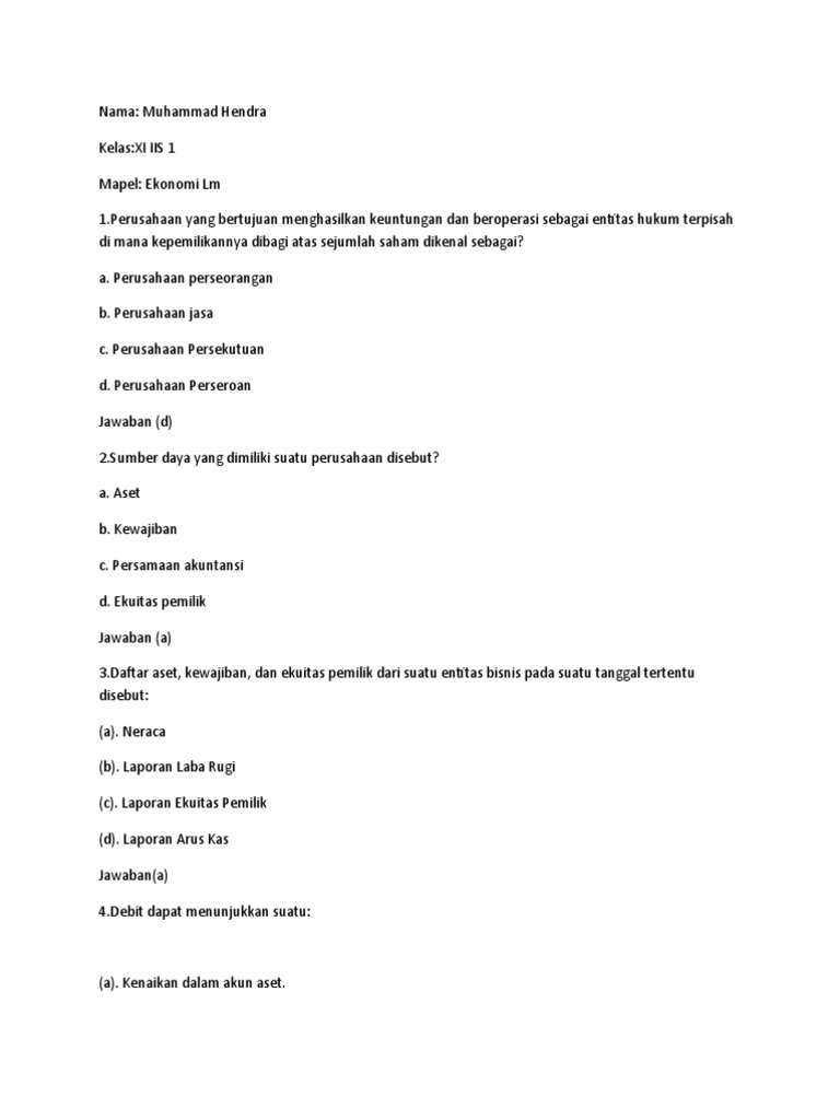 Muhammad Hendra Ekonomi LM | PDF