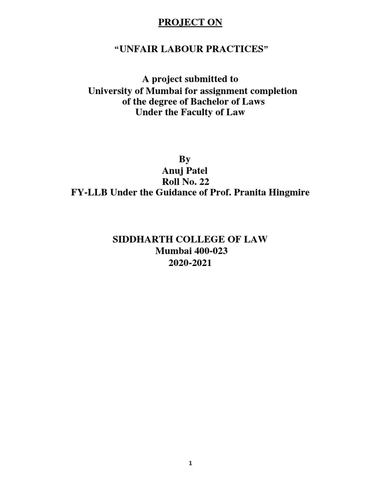 Unfair Labour Practices | PDF | Labour Law | Employment