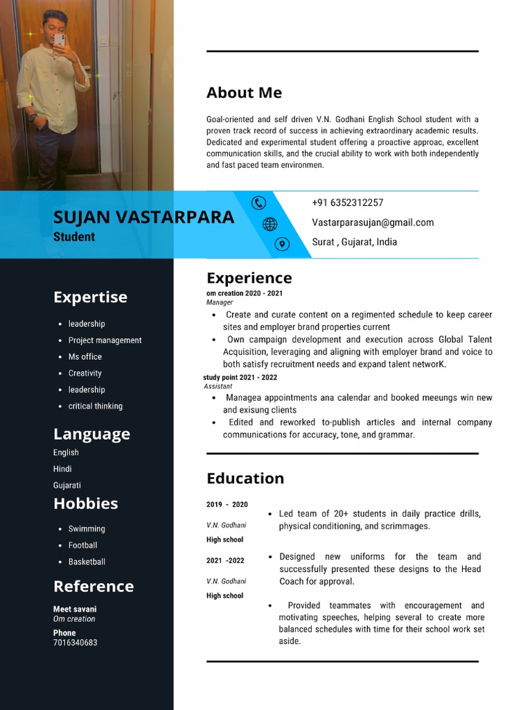 Blue & Black Modern Profesional Resume | PDF