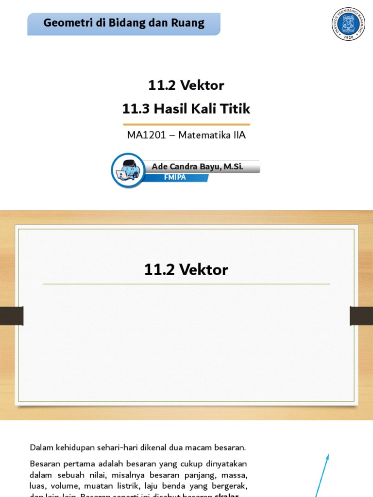 MA1201 K15 - 112 Vektor 113 Hasil Kali Titik | PDF