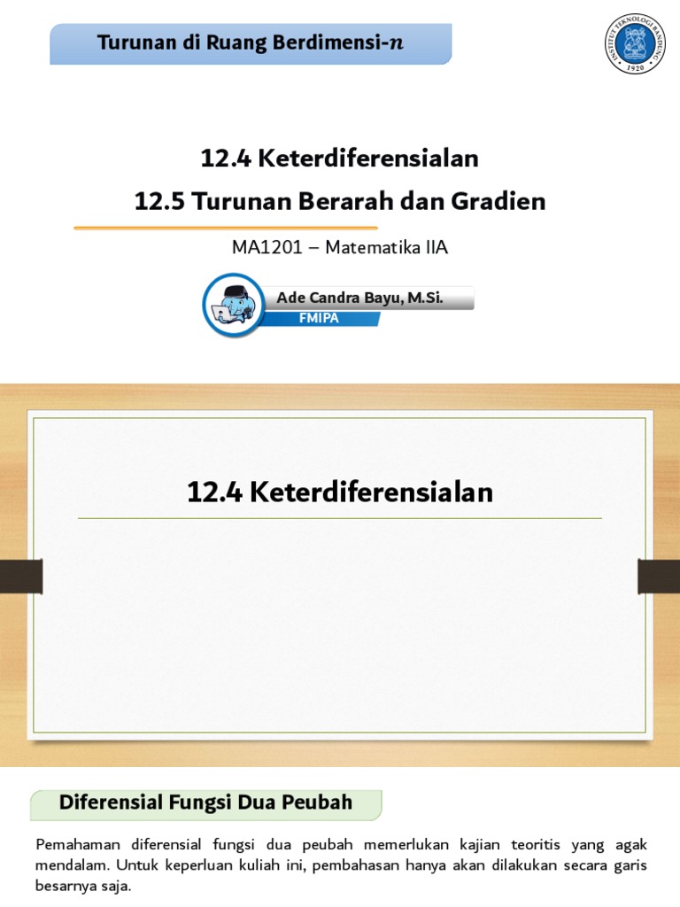 MA1201 K15 - 124 Keterdiferensialan 125 Turunan Berarah Dan Gradien | PDF