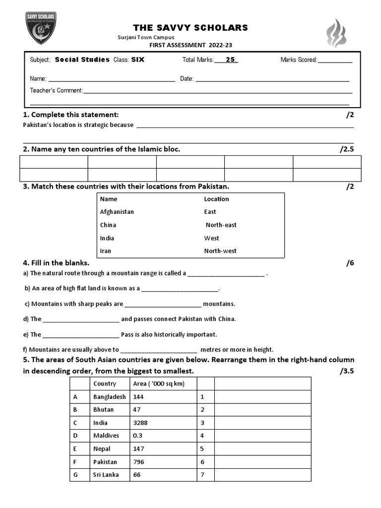 SST Class 6 2022-23 | Download Free PDF | Desert | Sea