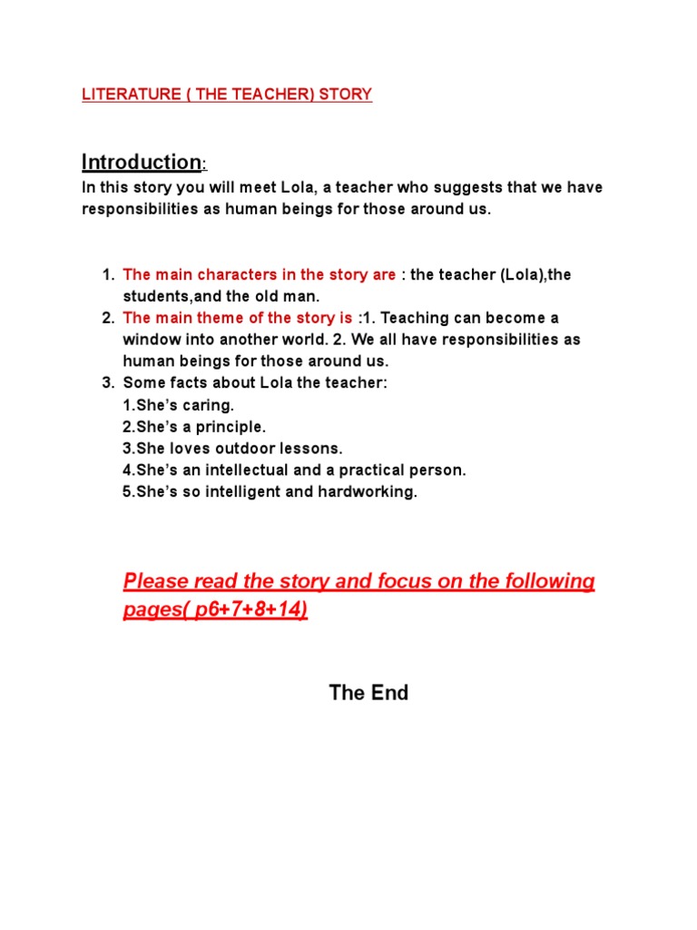Literature The Teacher Story | PDF