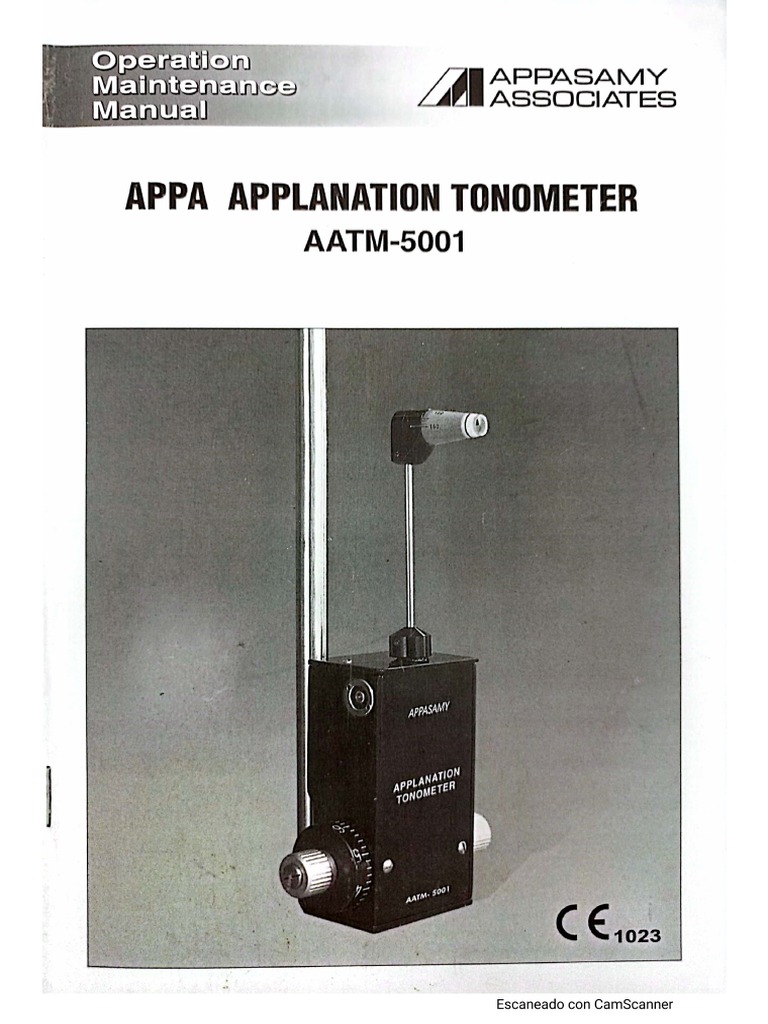 Tonometer Appalation Aatm 5001 Appasamy | PDF