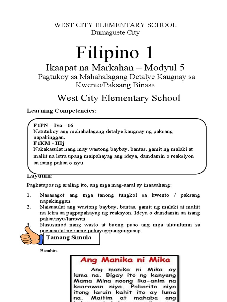 Fil 1 Q4 Module 5 Week 5 | PDF