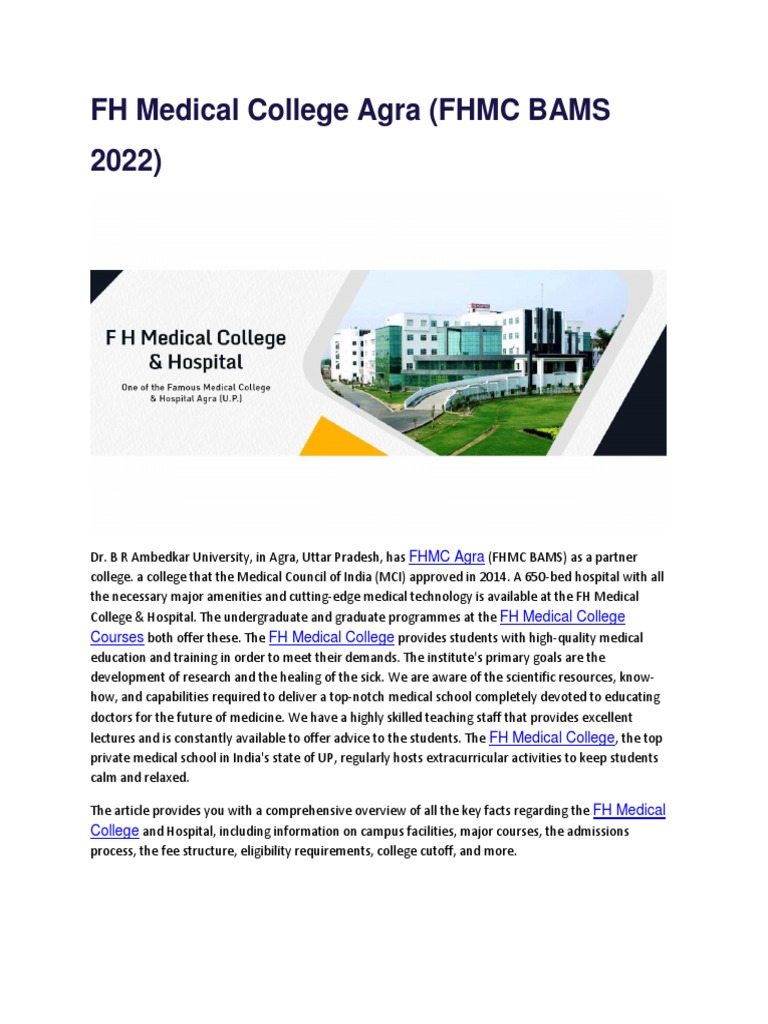FH Medical College Agra | PDF | Medical School | University And College ...