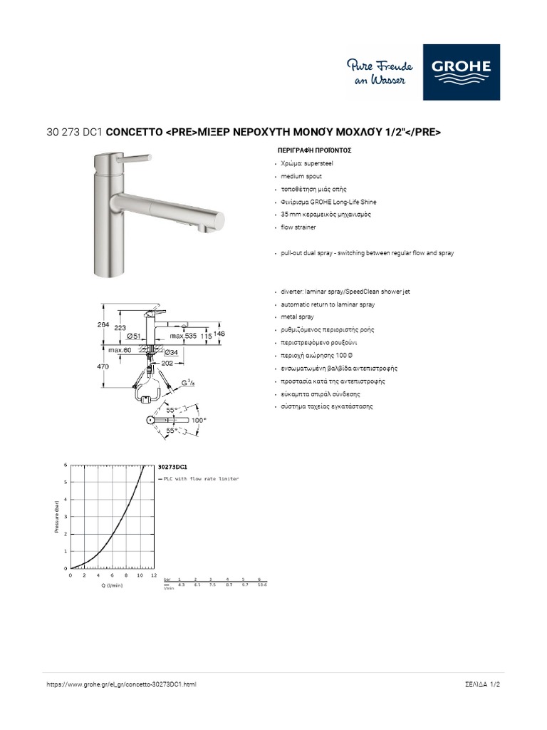 GROHE Specification Sheet 30273DC1 | PDF