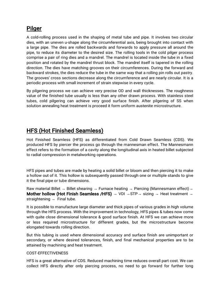 Abstract On Pilger HFS & Solution Annealing | PDF