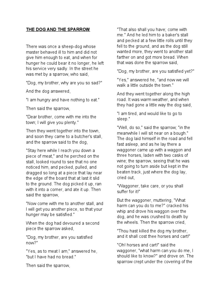 The Dog and The Sparrow | PDF