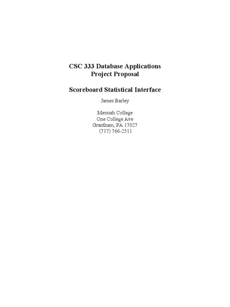 CSC 333 Database Applications Project Proposal Scoreboard Statistical ...