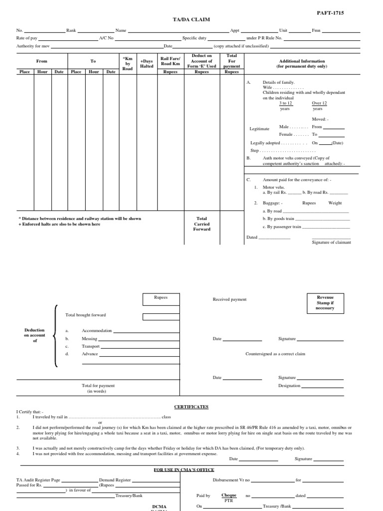 TA DA Form For Federal Govt Employees | PDF | Economies | Transport