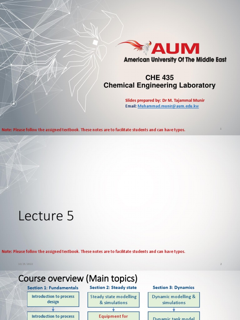 CHE435 Fall22 Week 5 Class | PDF | Pump | Valve