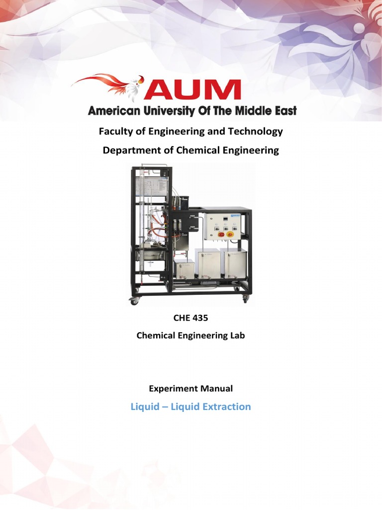 CHE 435 Liquid-Liquid Extraction Lab Manual | PDF | Distillation | Liquids