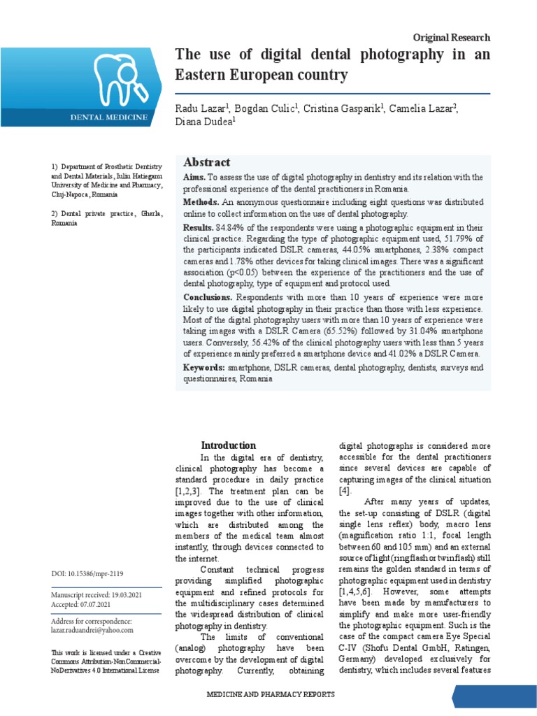 The Use of Digital Dental Photography in An Easter | PDF | Dentistry ...