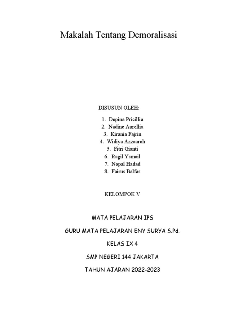 Upaya Mengatasi Demoralisasi Masyarakat | PDF