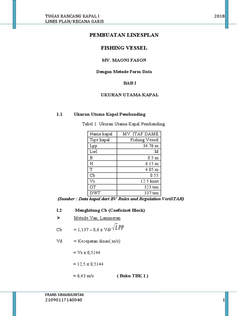 Laporan Linesplan | PDF | Metode & Bahan Ajar | Teknologi & Rekayasa
