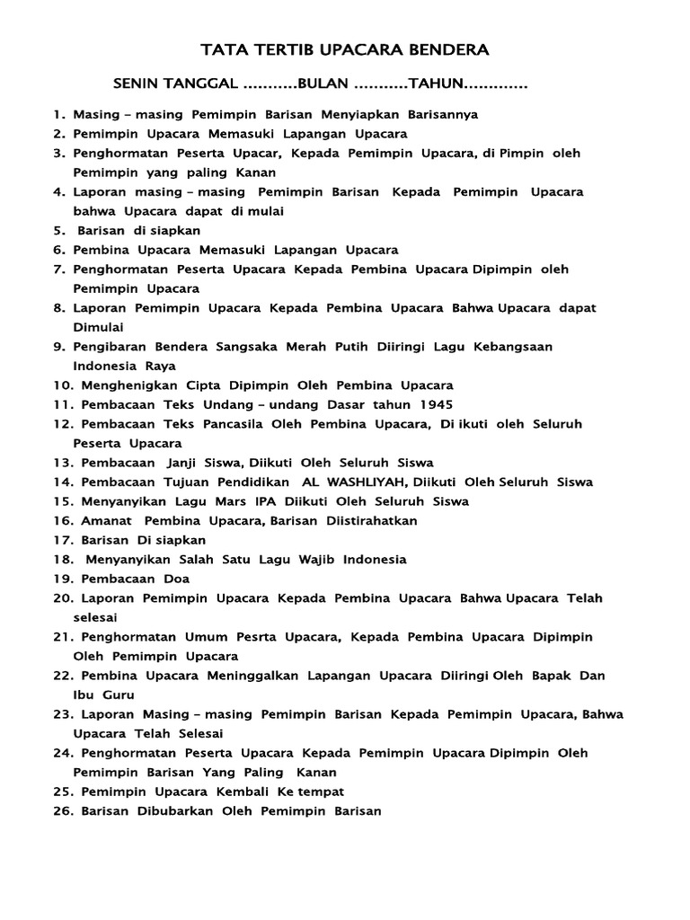 Protokol Upacara Bendera Sekolah | PDF