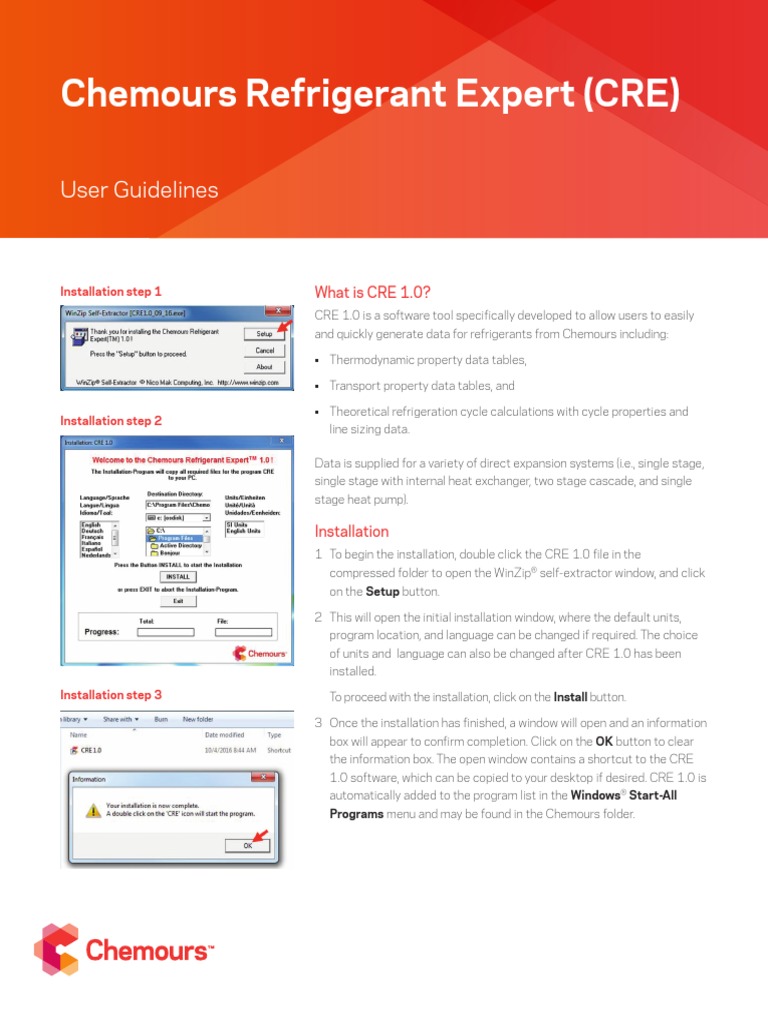 Chemours Refrigerant Expert Tool User Guidelines | PDF | Temperature ...