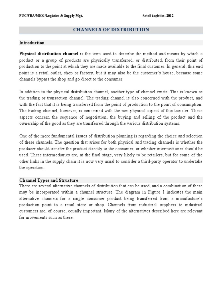 Retail Logistics: Distribution Channels Explained | PDF | Retail ...