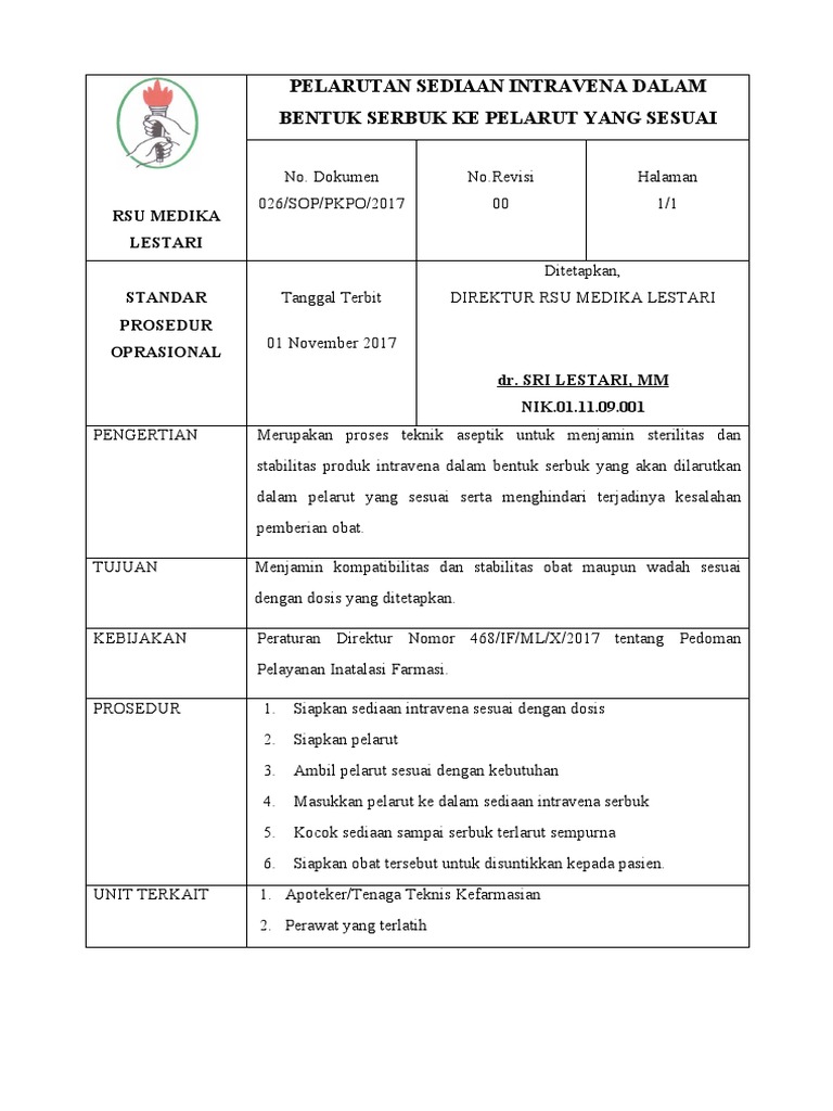 Prosedur Pelarutan Sediaan Intravena | PDF