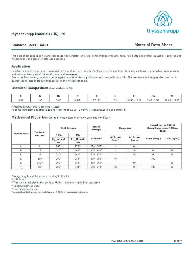 Stainless Steel 1.4401 316 | PDF | Construction | Welding
