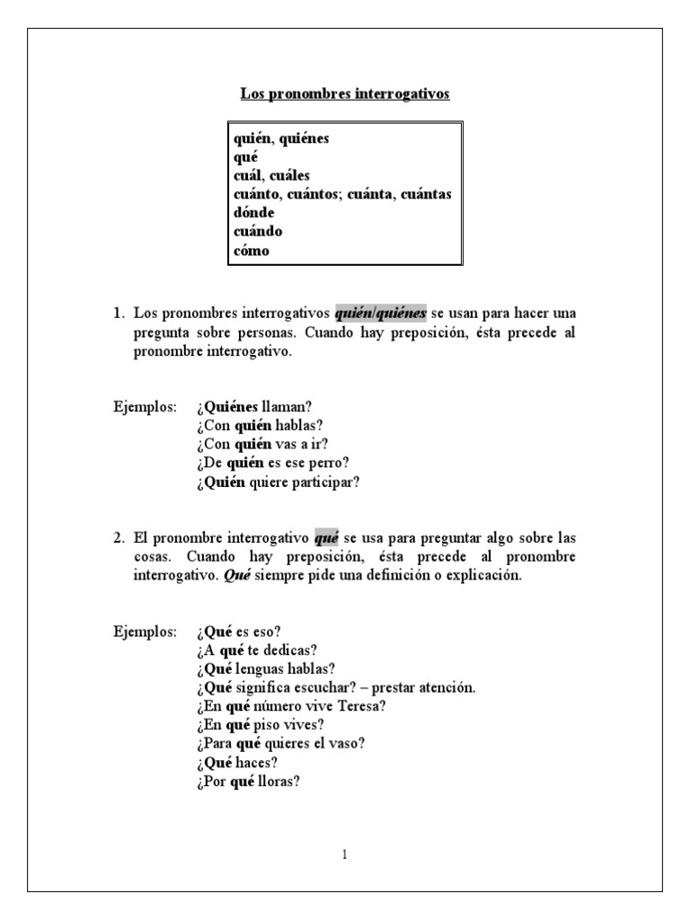 Los Interrogativos | PDF