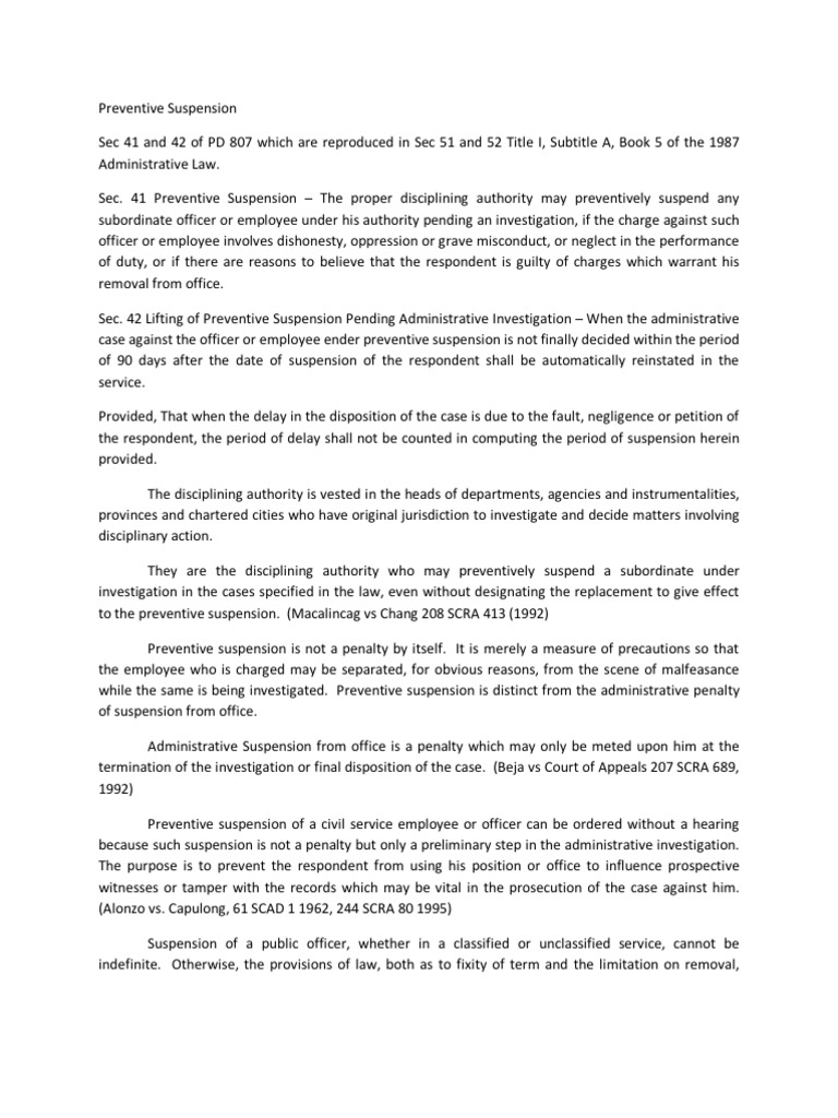 Understanding Preventive Suspension | PDF | Finance & Money Management ...