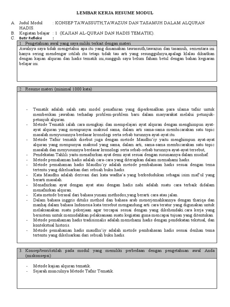 1 (Kajian Al-Quran Dan Hadis Tematik) | PDF | Karier & Perkembangan | Seni & Disiplin Bahasa