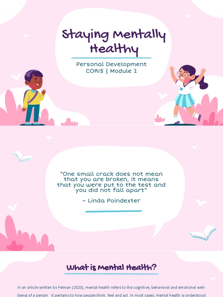 Lesson 3 - Staying Mentally Healthy | PDF | Mental Health | Mental Disorder