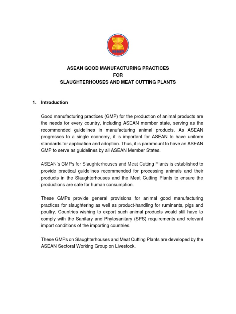 ASEAN GMP for Slaughterhouses & Meat Plants | PDF | Slaughterhouse ...