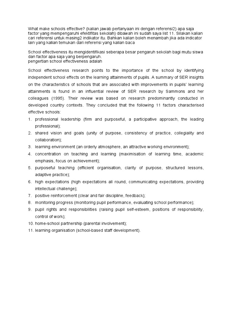 Effective School | PDF | Psychological Schools | Behavioural Sciences