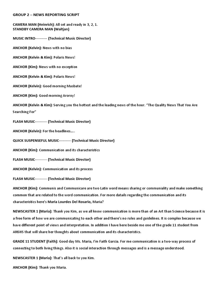 Suggested News Reporting Script | PDF | Communication | Cognitive Science