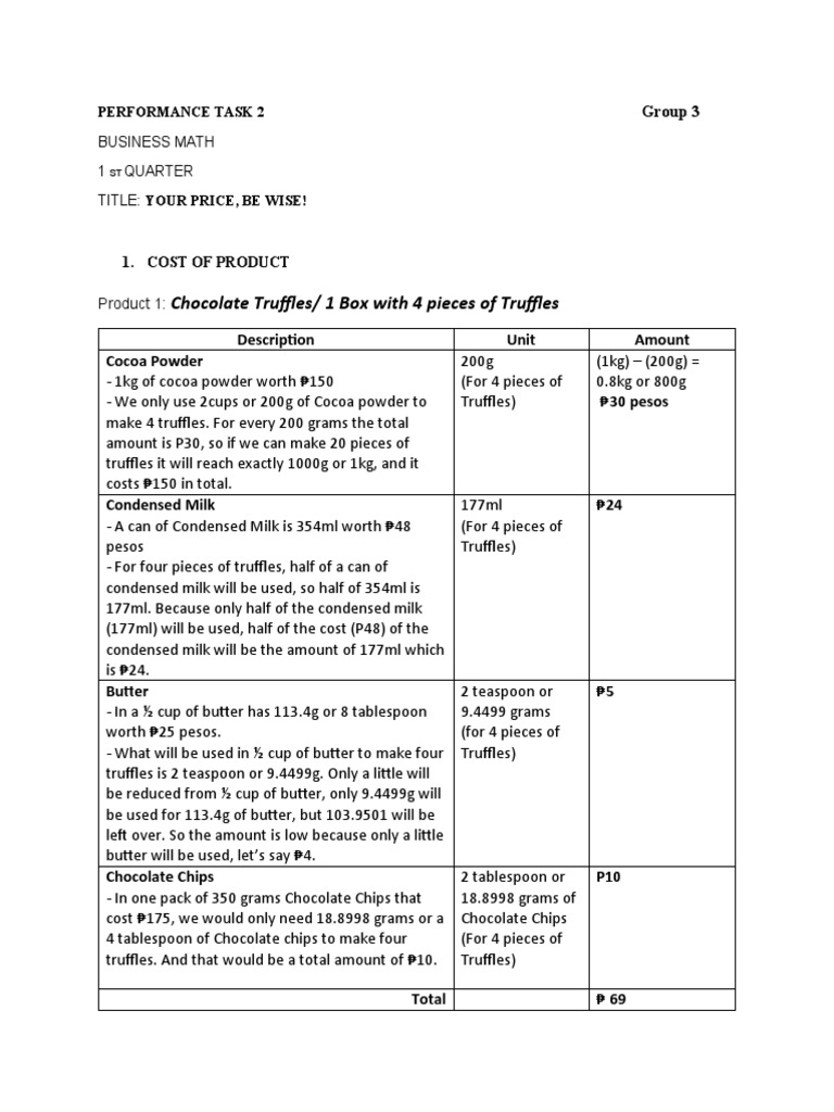 Business Math PETA | PDF | Chocolate | Sugar Confectionery