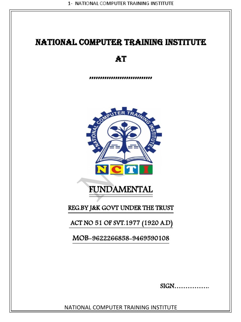 Fundamental of Computer by NCTI Institut | PDF | Computer Data Storage | Random Access Memory