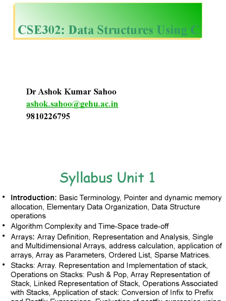 CSE302: Data Structures Using C: DR Ashok Kumar Sahoo 9810226795 | PDF | Queue (Abstract Data ...