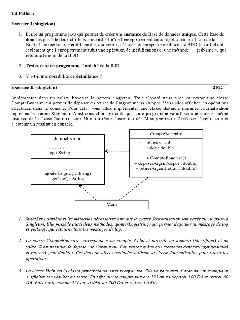 Implémentation du Pattern Singleton en Java | PDF | Interface ...