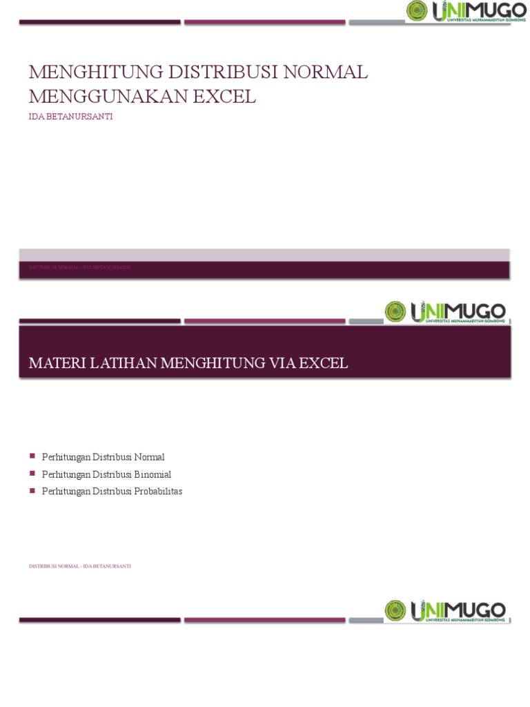 Menghitung Distribusi Normal di Excel | PDF