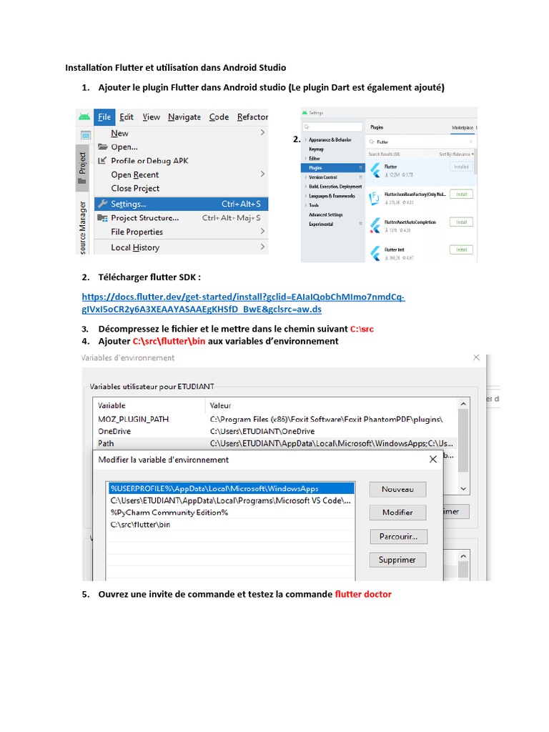 Installation Flutter Et Utilisation Dans Android Studio | PDF
