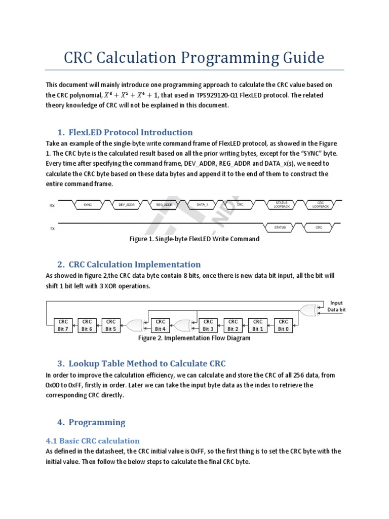 CRC Calculation Programming Guide | PDF | Bit | Theoretical Computer Science