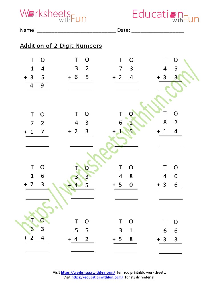 Addition Worksheet 1 | PDF