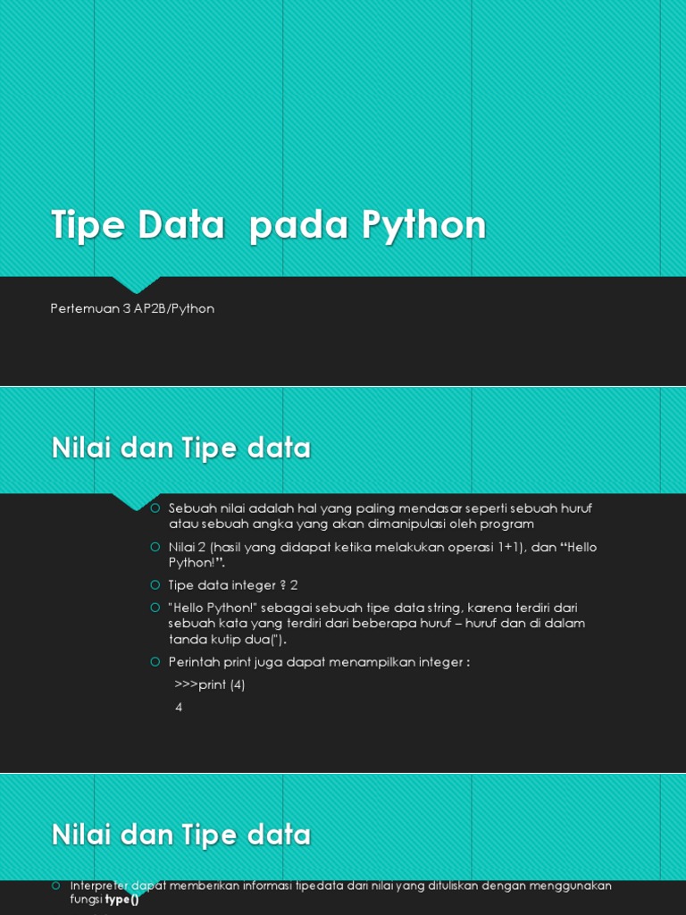 Tipe Data dan Operasi di Python | PDF