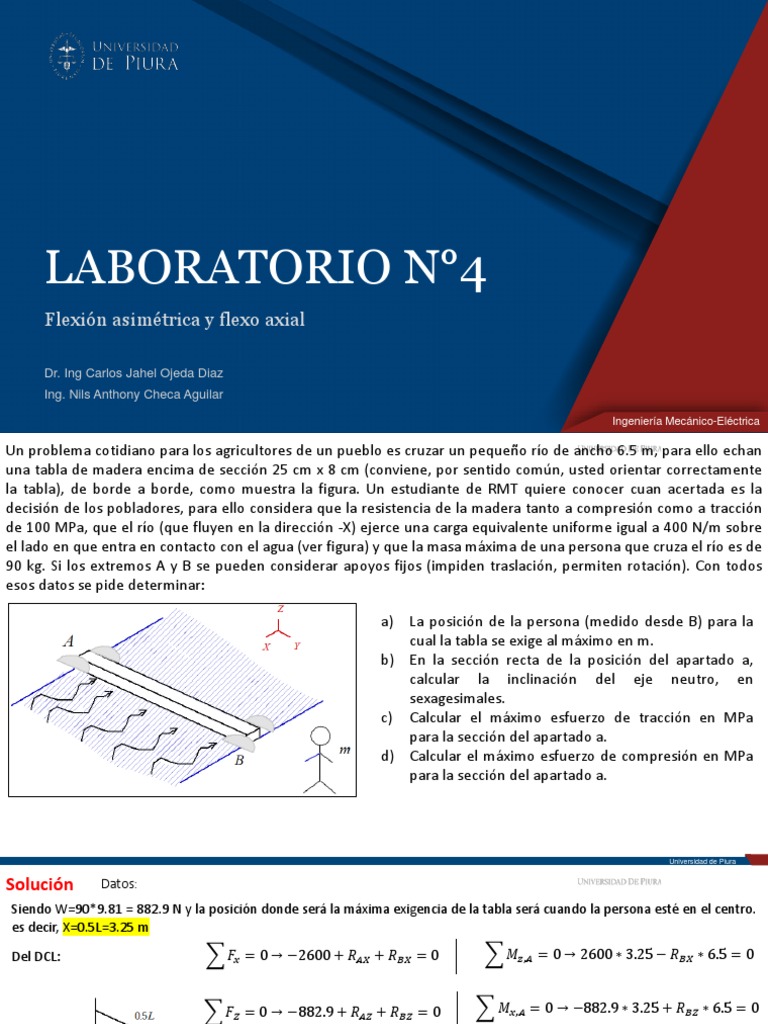 Lab04 - Flexión Asimétrica y Deflexión - PPT | PDF | Resistencia de materiales | Doblar
