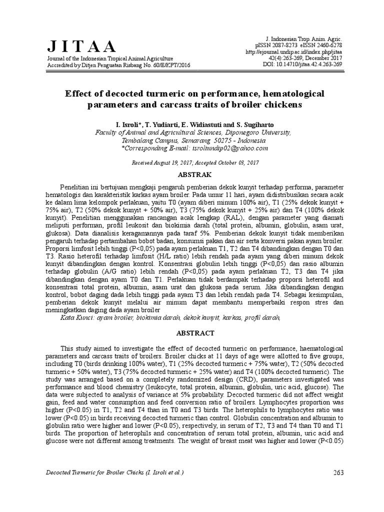 Effect of Decocted Turmeric On Performance Hematol | PDF