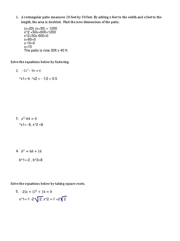 Solving Quadratics Practice Worksheet | PDF